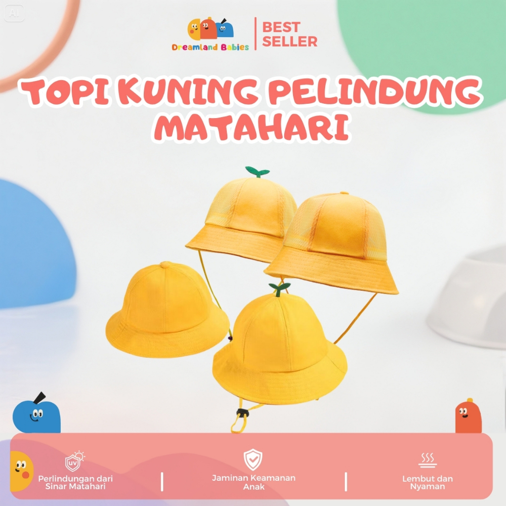 Jual Topi Kuning Anime | Topi Kuning Jepang | Topi Pantai Anak Premium ...