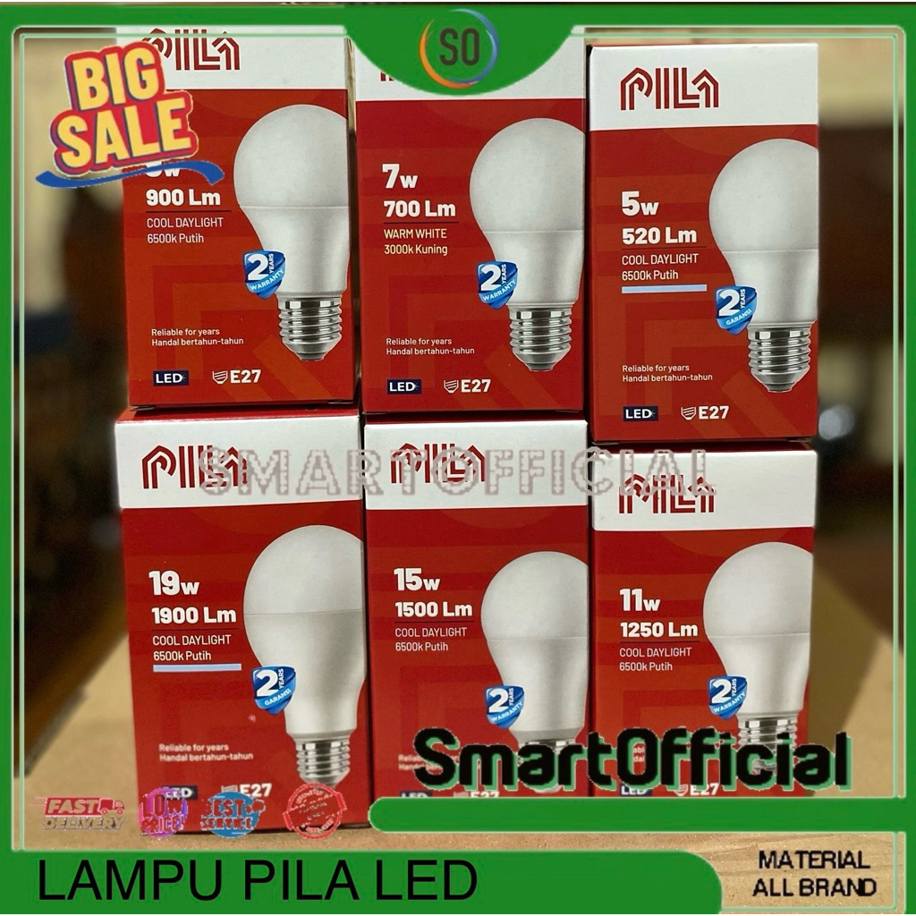 Jual LAMPU PILA LED BULB 5W 7W 9W 11W 15W 19W LED SATUAN SINGGLE PACK ...