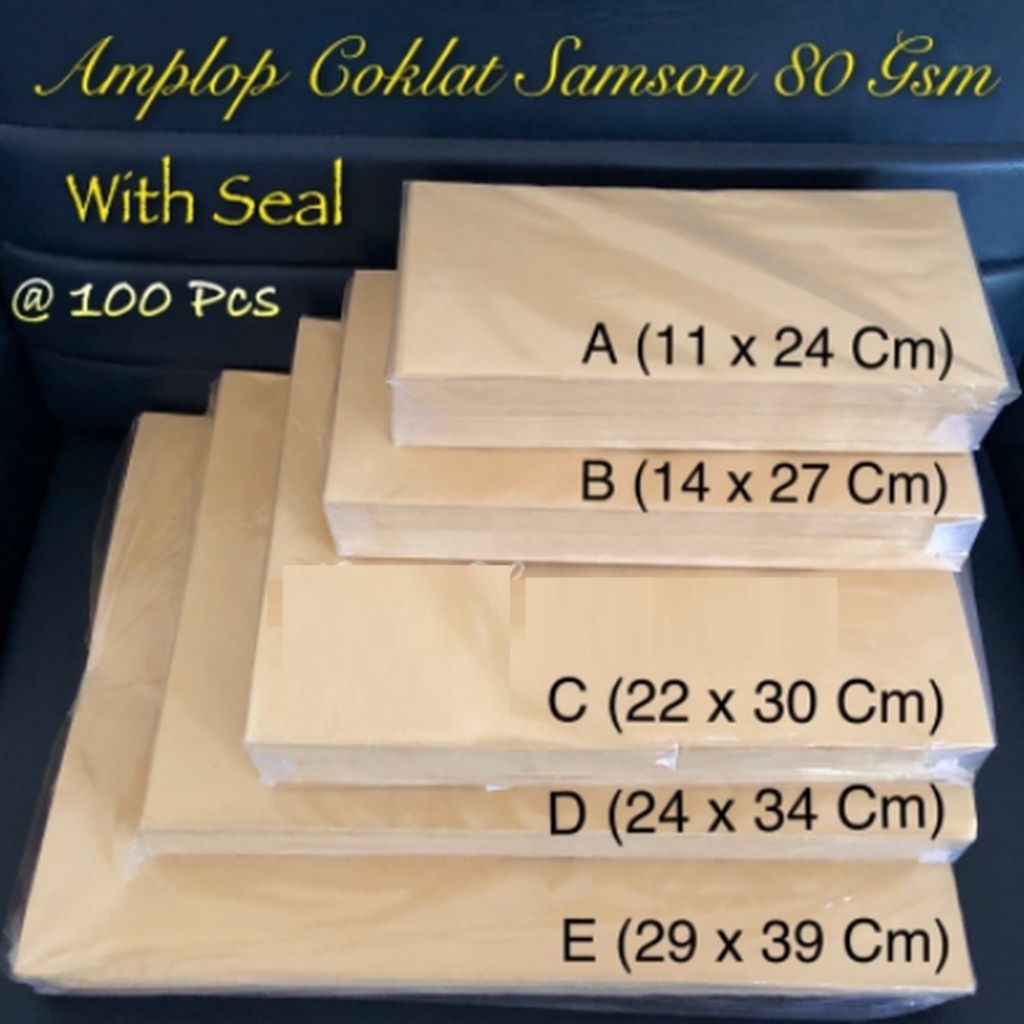 Jual amplop coklat samson biola ukuran A B C D folio E (isi 100 lembar ...