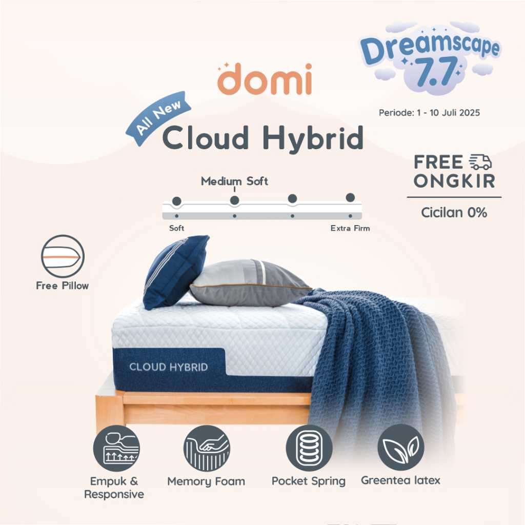 Jual Domi Cloud Hybrid Mattress 28cm / Kasur Pocket Spring Green Tea Latex / Open-Cell Memory ...