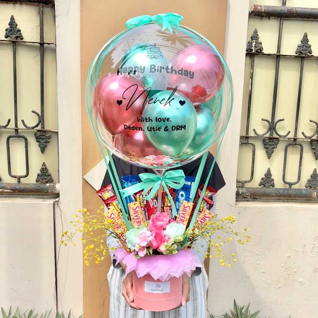 Jual Bucket Buket Bunga Snack dan cokelat Balon Caldora.id BL32 ...