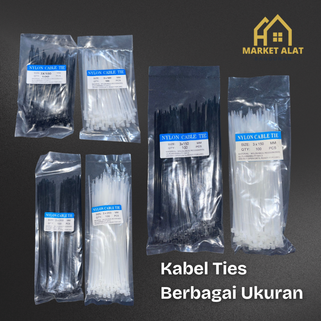 Jual Kabel Tis 10cm 15cm 20cm 25cm 30cm Tebal / Cable Ties Isi 100 Pcs ...