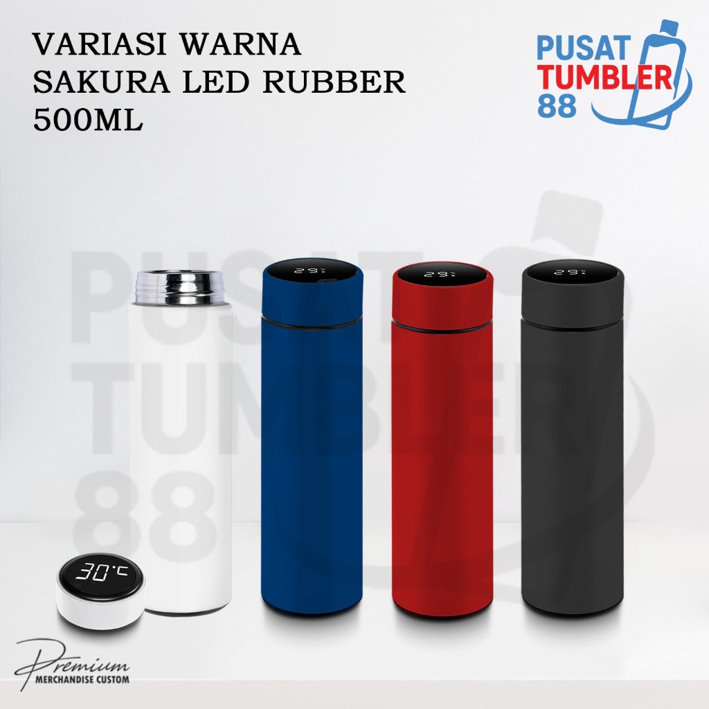 Jual Tumbler LED Rubber Polos / Tumbler Karet 500ml Stainless 500ml ...