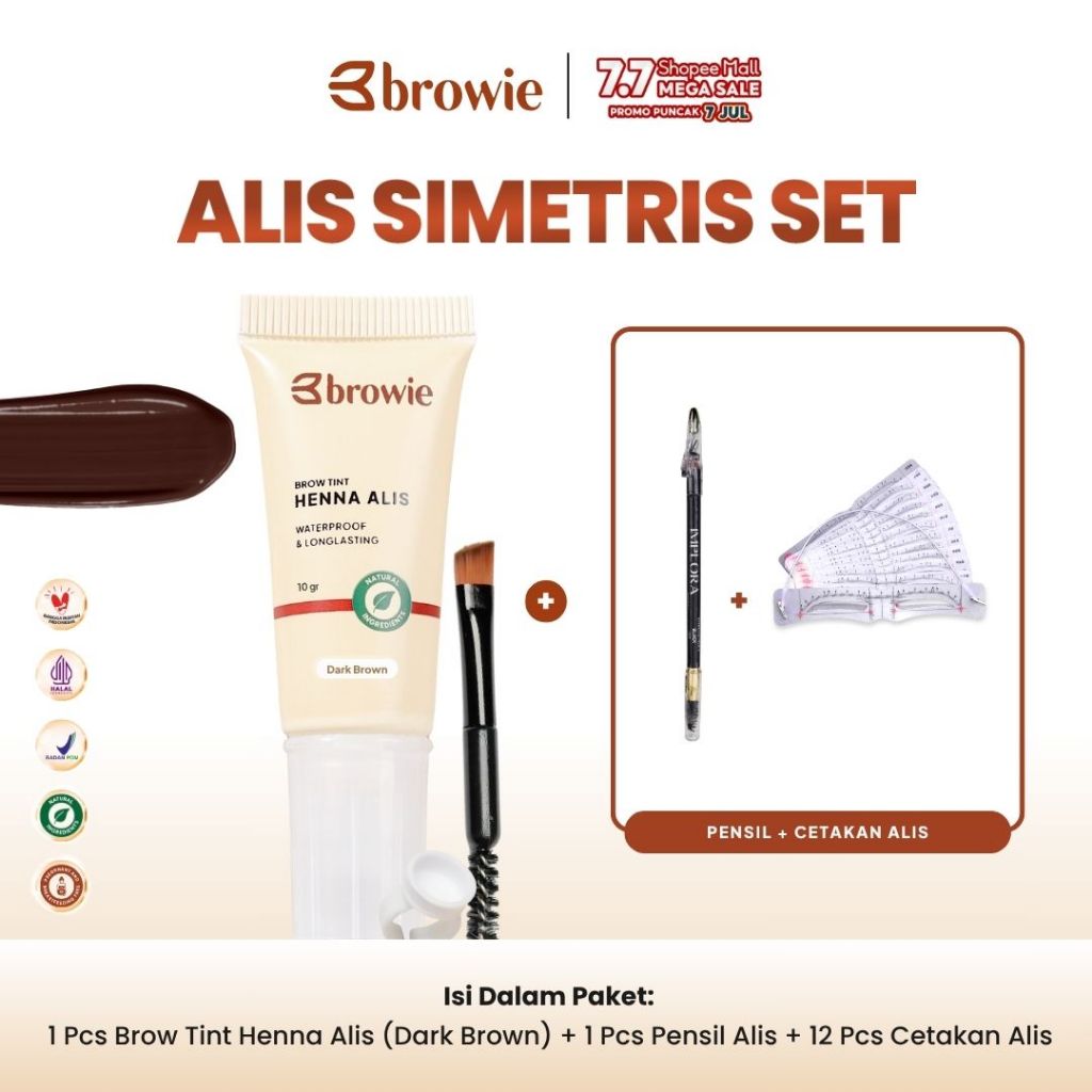 Jual Dark Brown 10GR browie BrowTint Henna Alis + Pensil Alis + Cetakan ...