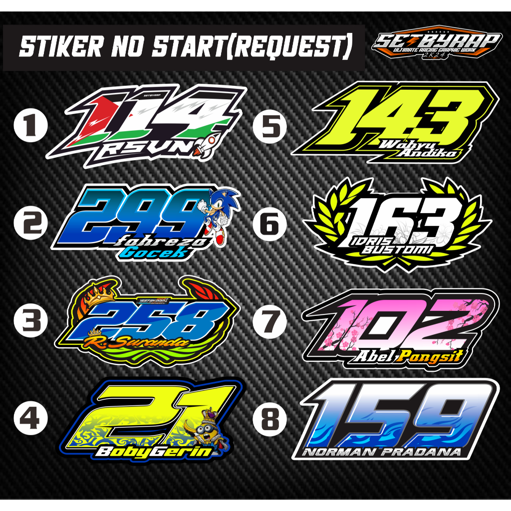 Jual Stiker nomor start (REQUEST NOMOR, GAMBAR DAN NAMA) | Shopee Indonesia