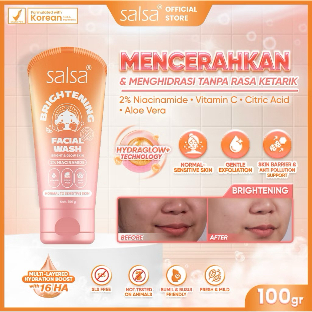 Jual SALSA Facial Wash Brightening 100 ml | Shopee Indonesia
