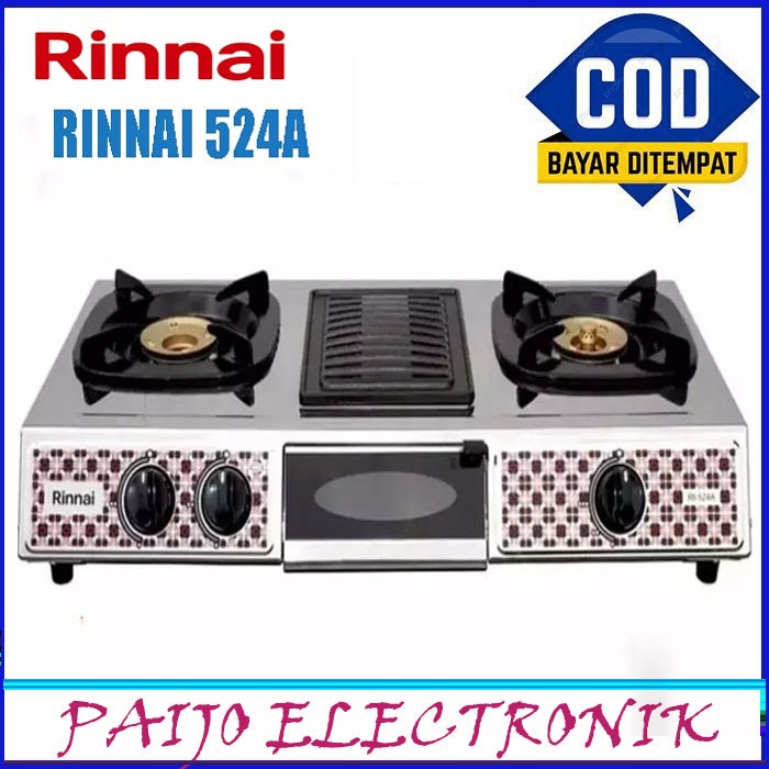 Jual Kompor Gas RI-524A Rinnai 2 Tungku Plus 1 Grill Pan Burner ...