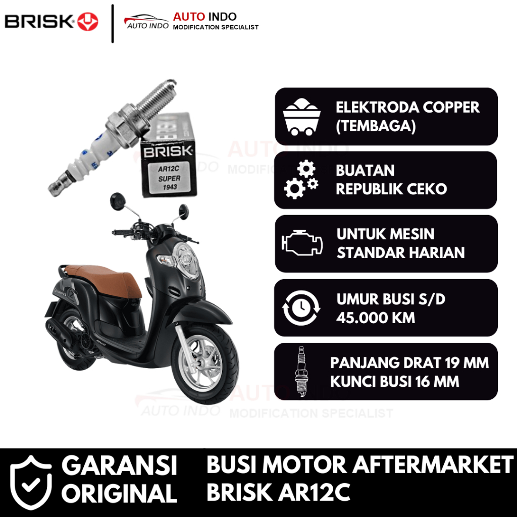 Jual Busi Motor Honda Scoopy Busi Brisk Copper Racing AR12C 100% Ori ...