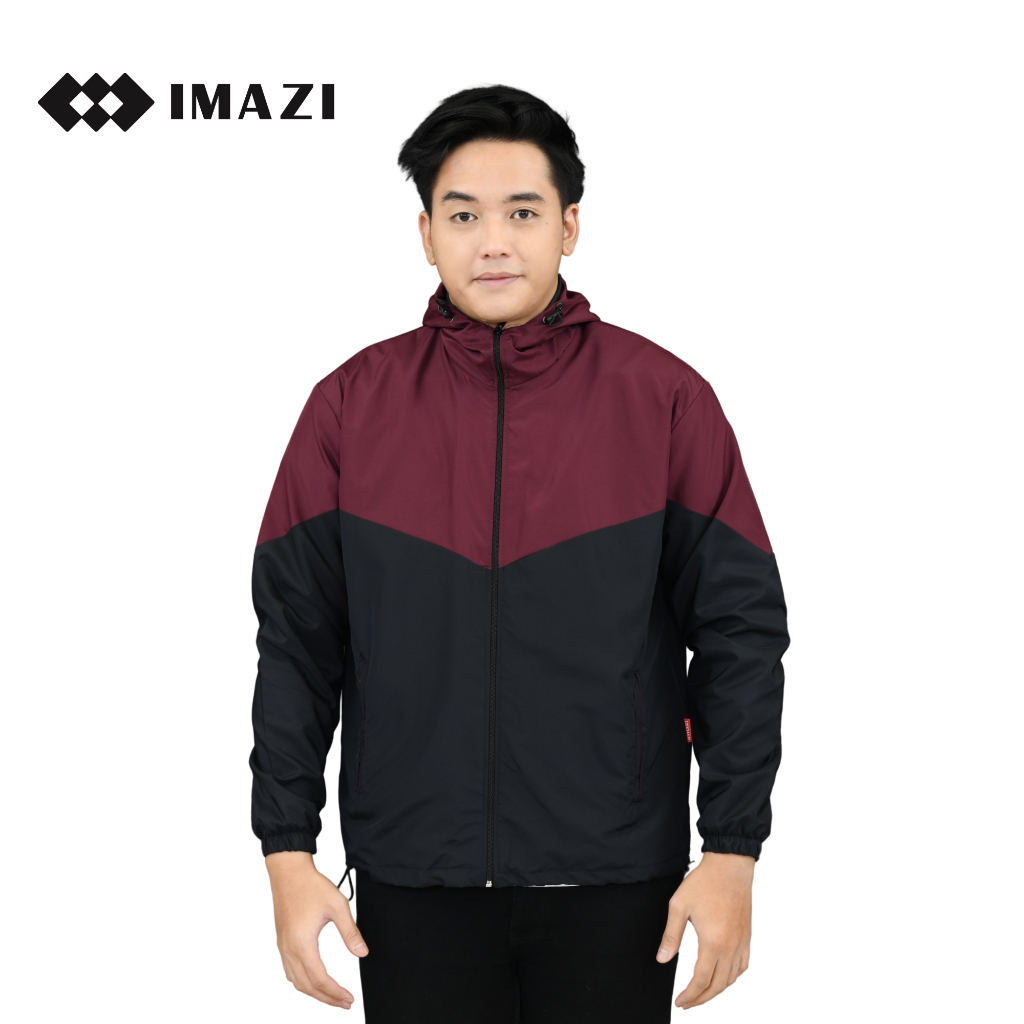 Jual IMAZI Jaket Parasut Windbreaker Colour Premium Maroon Hitam Trendy ...