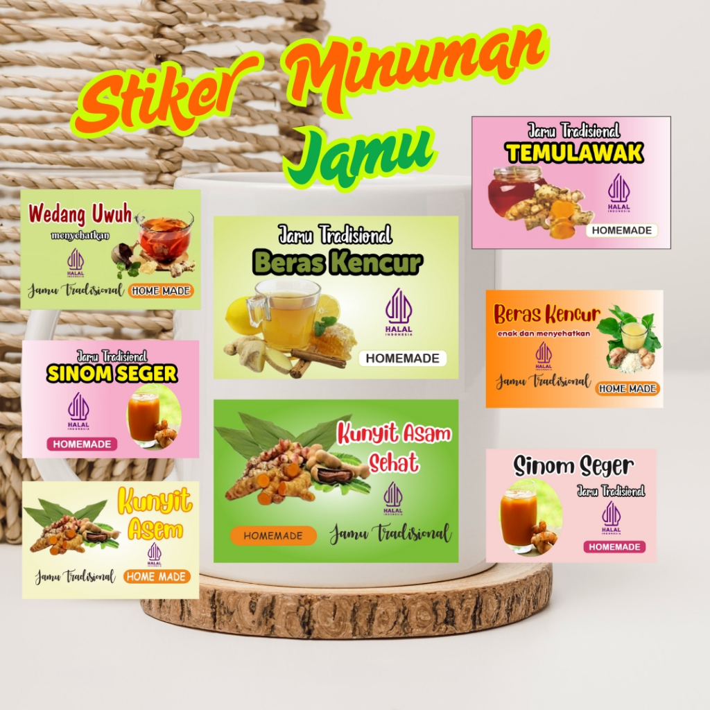 Jual sticker minuman sticker jamu sticker kunyit asam stiker sinom ...