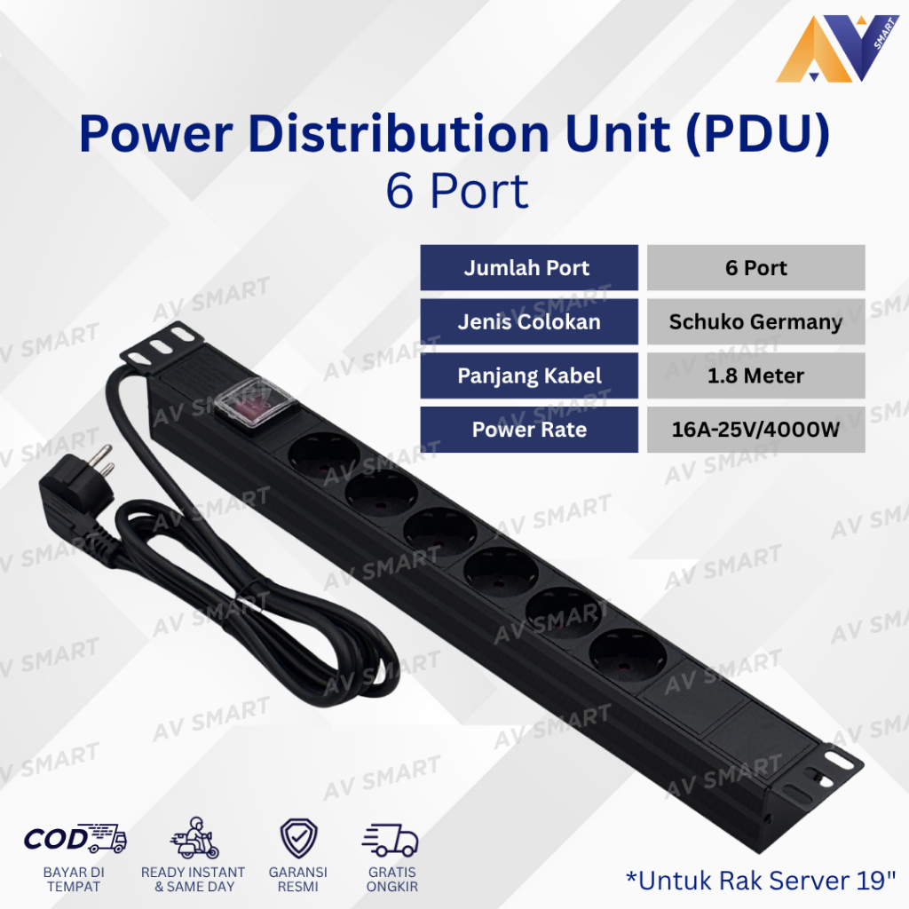 Jual PDU 6 Port Rackmount Server / Colokan Listrik 6 Lubang Rak Server ...