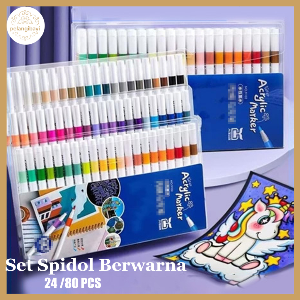 Jual Acrylic Marker Set 24/80 Warna Color Spidol Akrilik DIY Painting ...