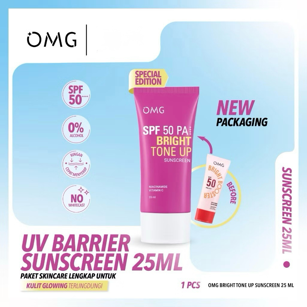 Jual OMG Bright Booster UV Barrier Sunscreen SPF 50 PA ++++ 25ml | OMG ...