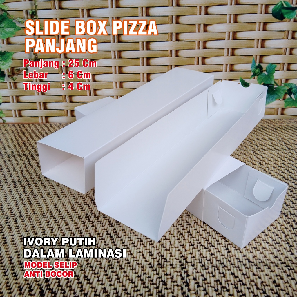 Jual isi 50 Pcs Slide Box Pizza Panjang 25 x 6 x 4 cm Ivory Putih ...