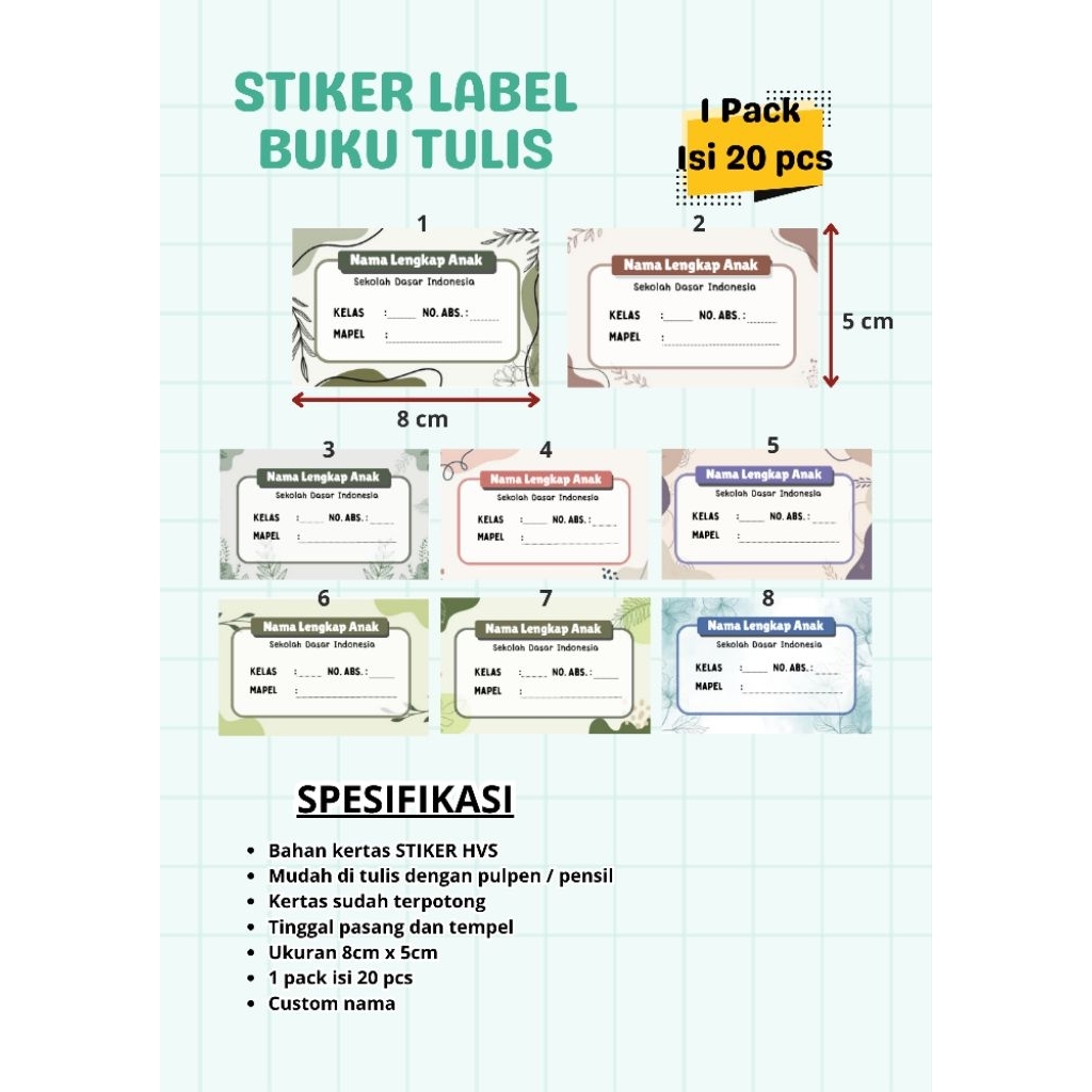 Jual STIKER LABEL BUKU PELAJARAN 1 Pack isi 20 pcs | Shopee Indonesia