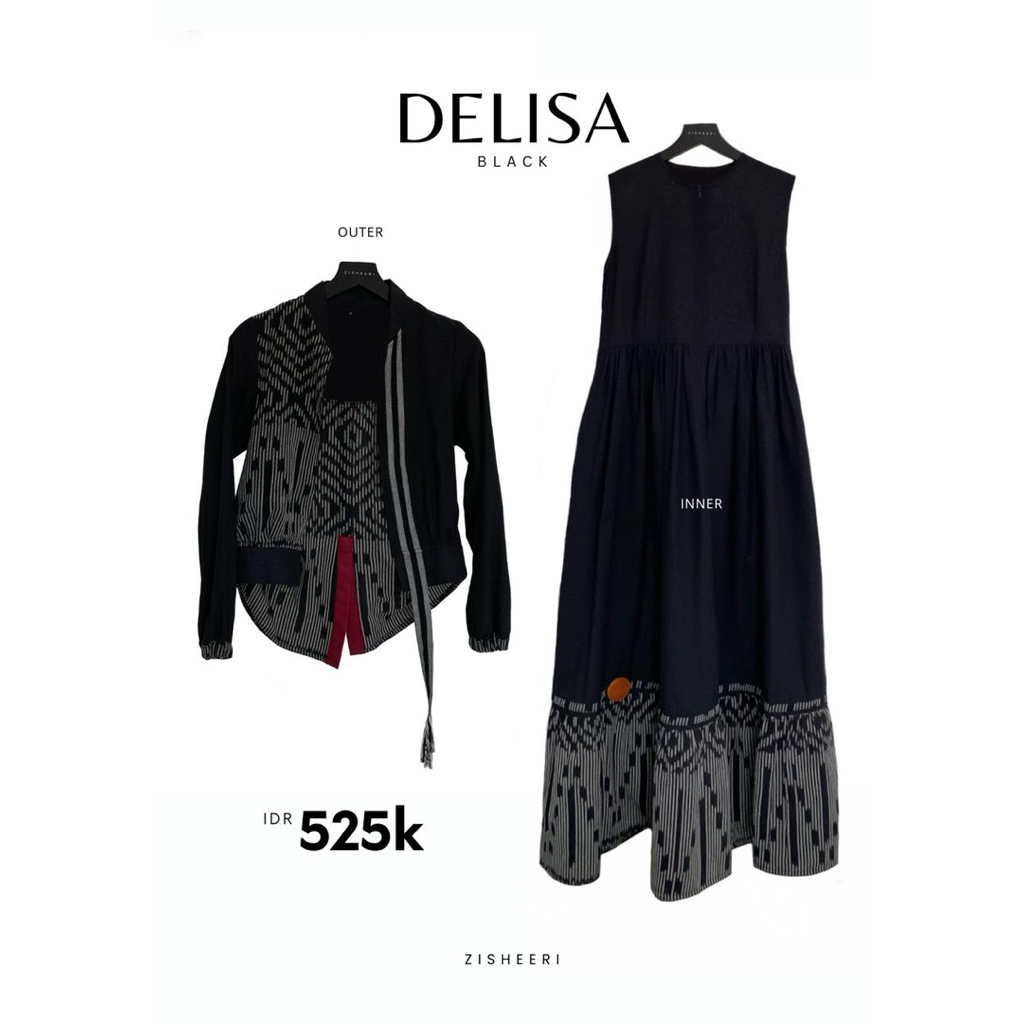 Jual Zisheeri Delisa Dress 2in1 (Inner + Outer) Linen Rami - Stylish ...