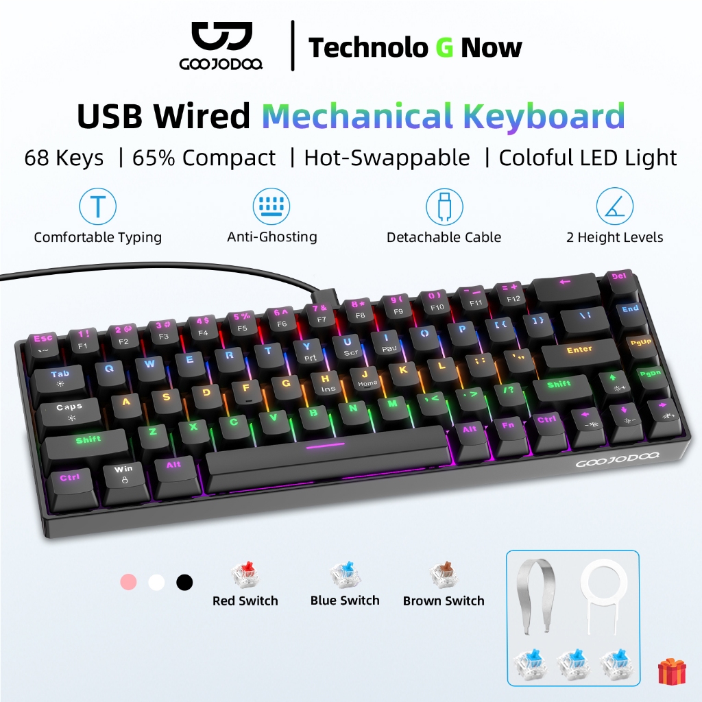 Jual Goojodoq 68Keys Wired Mechanical Keyboard Gaming Keyboard PBT ...