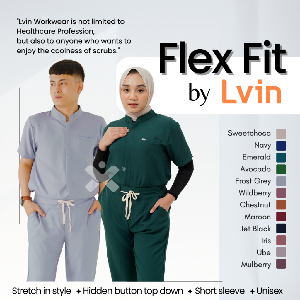 Jual [ Lvin ] Flex Fit 1 - BAJU SCRUB MEDICAL SCRUB SUIT DOCTOR'S SCRUB ...