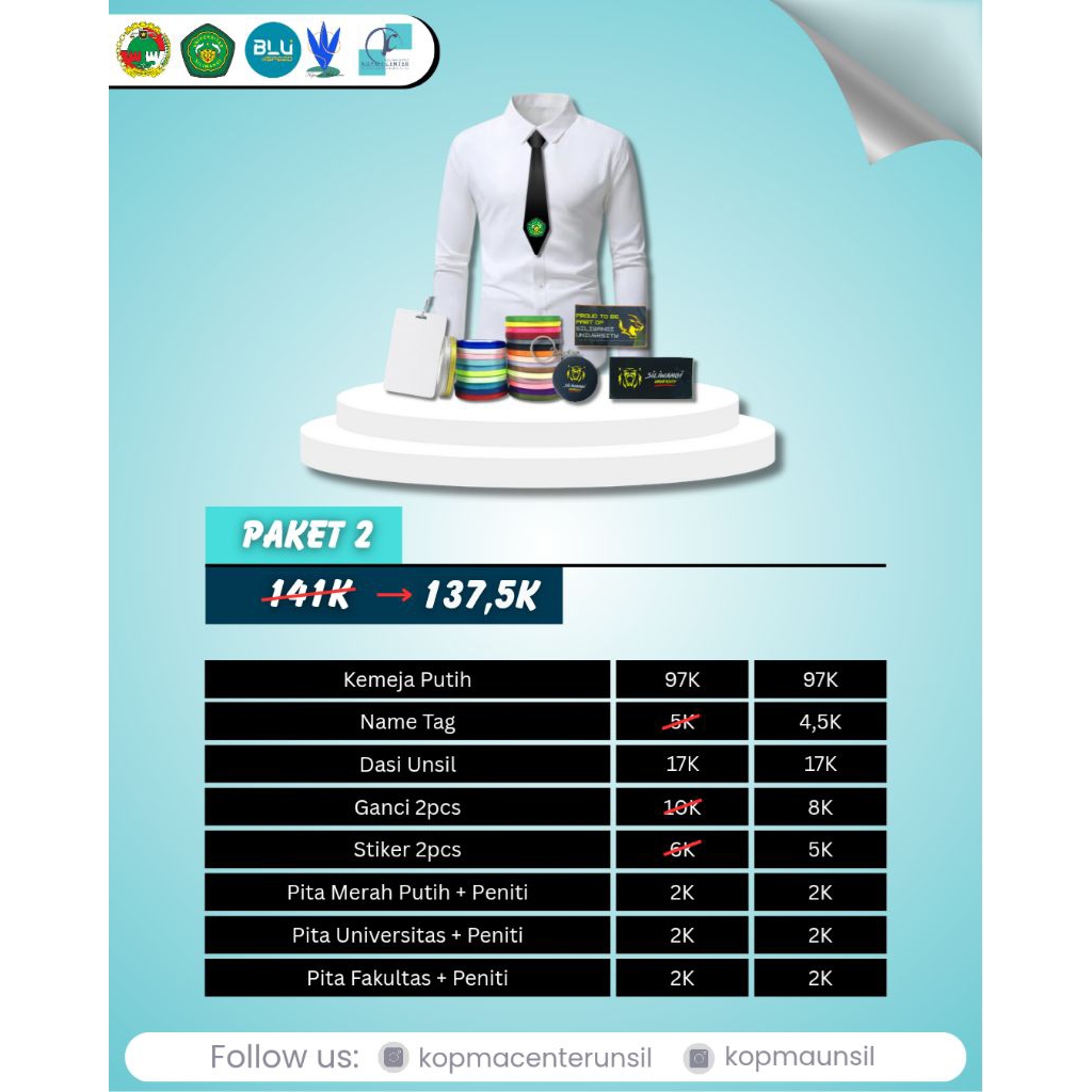 Jual Set MABA Bundle | PAKET 2 | Kebutuhan Maba UNSIL Satu Paket Kemeja ...