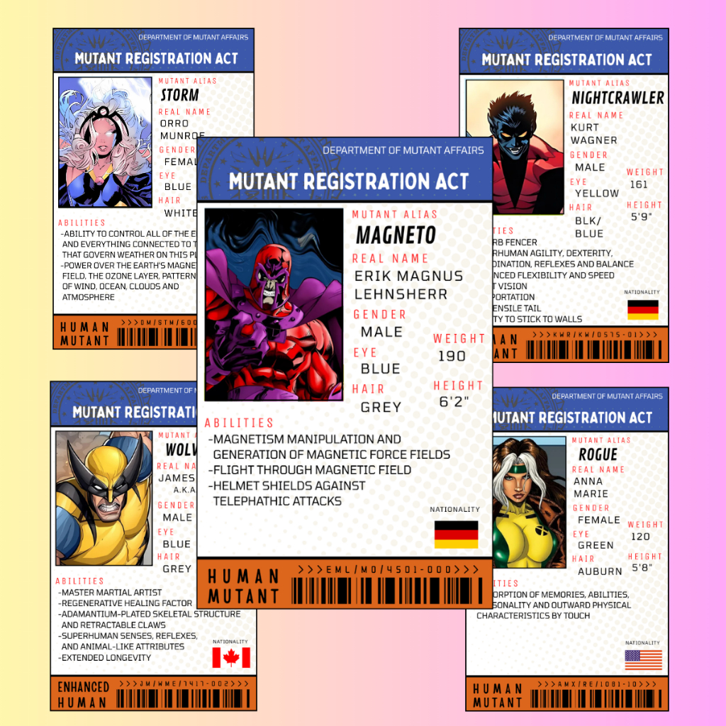 Jual Mutant Registration Act 'X-Men' Classic Comic Identification Card ...