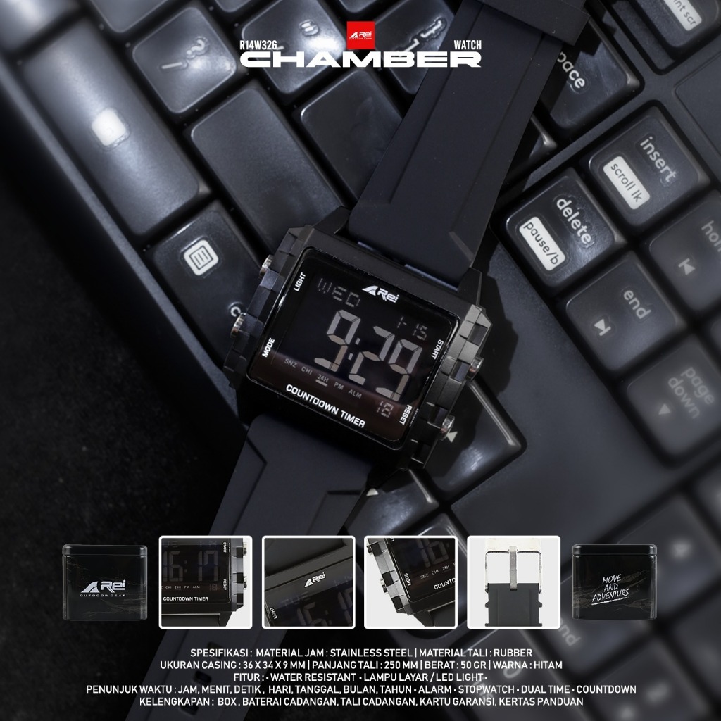 Jual Jam Tangan / Watch Digital Pria Chamber Hitam Arei Outdoorgear ...