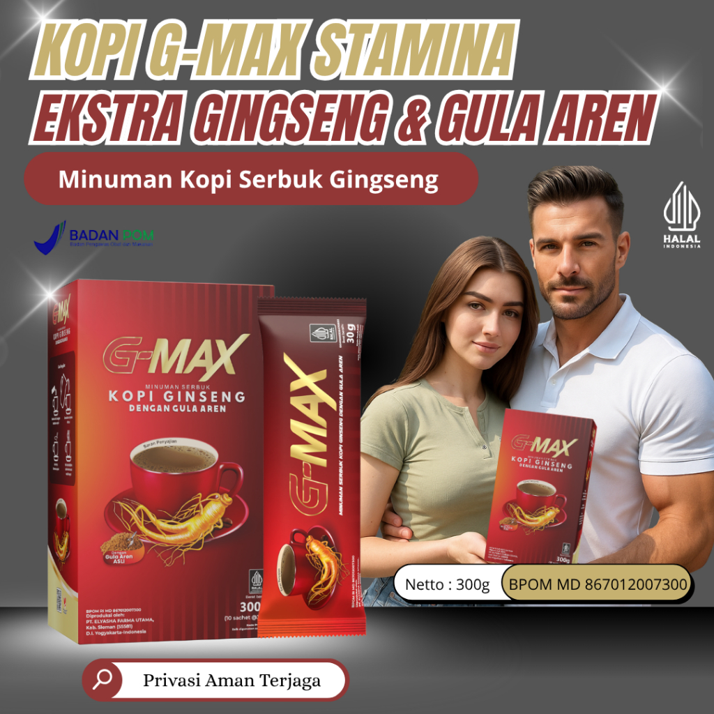 Jual Kopi G-MAX Minuman Kopi Gingseng 1 Box 10 Sachet Extra Gingseng Dan Gula Aren Original BPOM ...