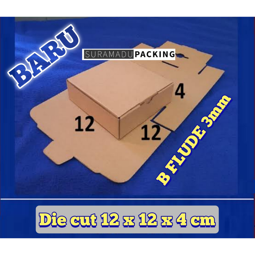 Jual Kardus box packing DIE CUT 12x12x4 cm bahan B-flude 3mm DIE CUT ...