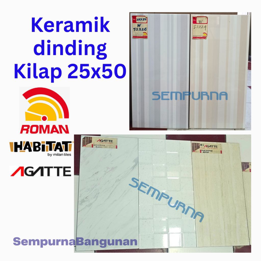 Jual Keramik kramik ubin dinding tembok 25x50 Roman W52224 W52226 ...