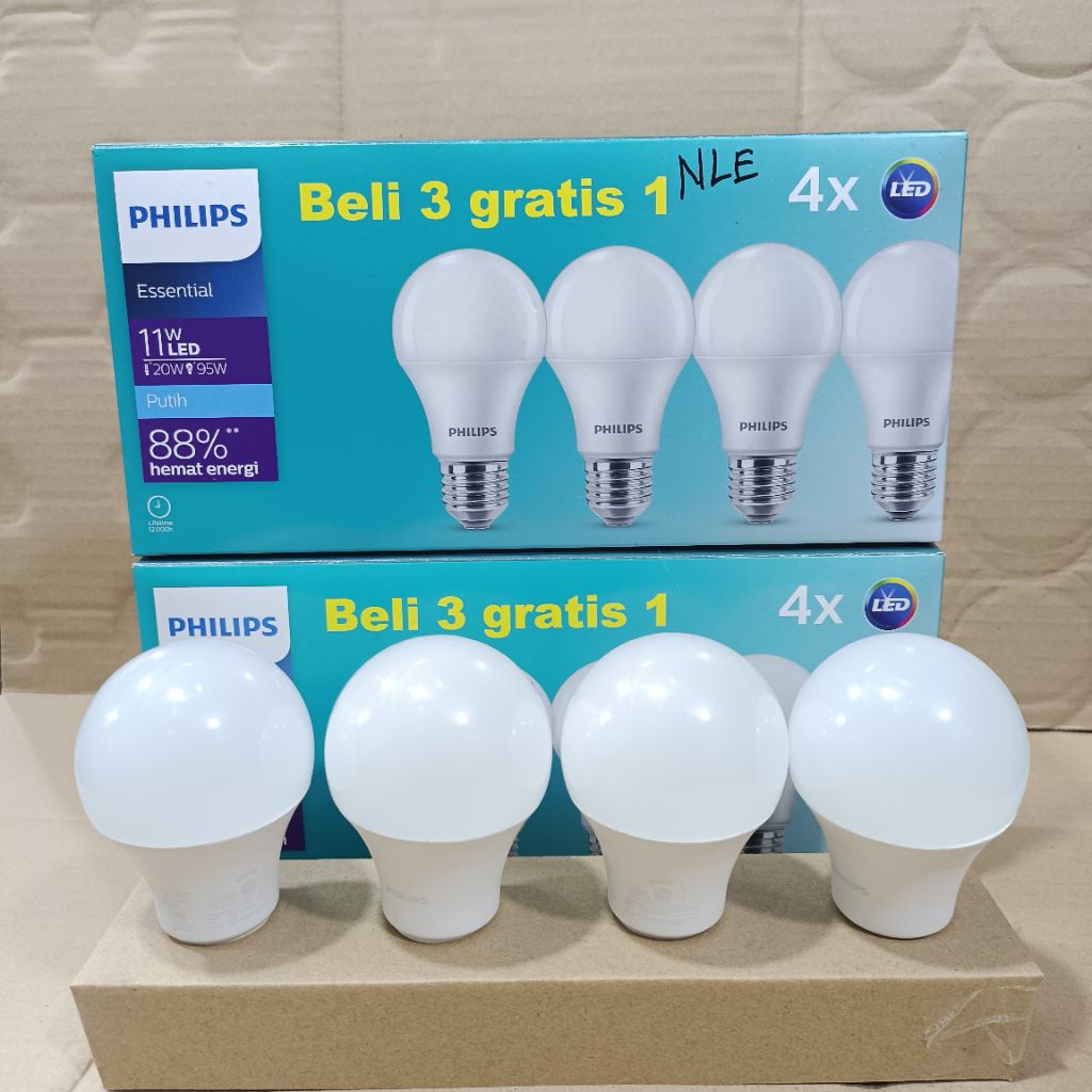 Jual Philips Lampu Led Paket Hemat Beli 3 gratis 1 cahaya putih 5watt ...