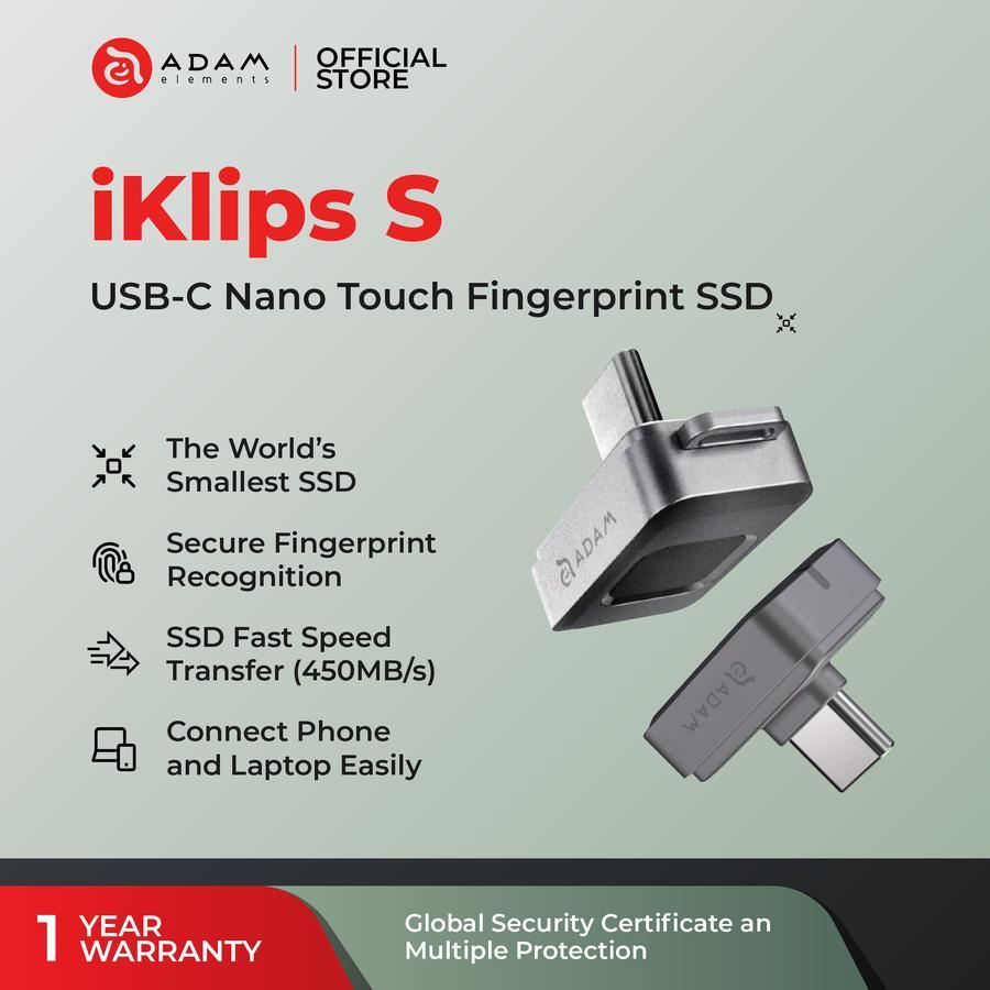 Jual ADAM ELEMENTS iKlips S USB-Type C Touch Fingerprint SSD | Shopee Indonesia