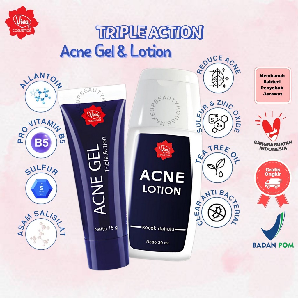 Jual VIVA Acne Gel 15g & Lotion 30ml Triple Action - Perawatan Jerawat ...