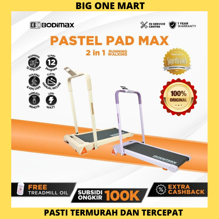Jual BODIMAX PASTEL MAX Treadmill Running 12KM Walking 8KM Incline 3 ...