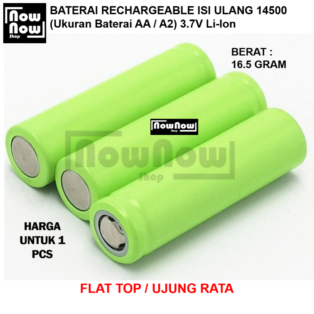 Jual BATERAI RECHARGEABLE ISI ULANG 14500 3.7V Li-Ion Baterai AA A2 ...