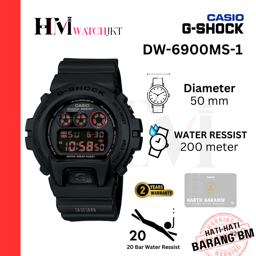 Jual CASIO G-SHOCK DW-6900MS-1DR Jam Tangan Pria Original Digital ...