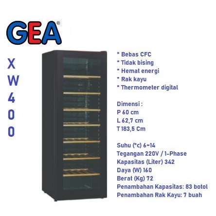 Jual GEA XW-400FD Wine Cooler Single Zone Temperature XW-400FD / XW 400 ...