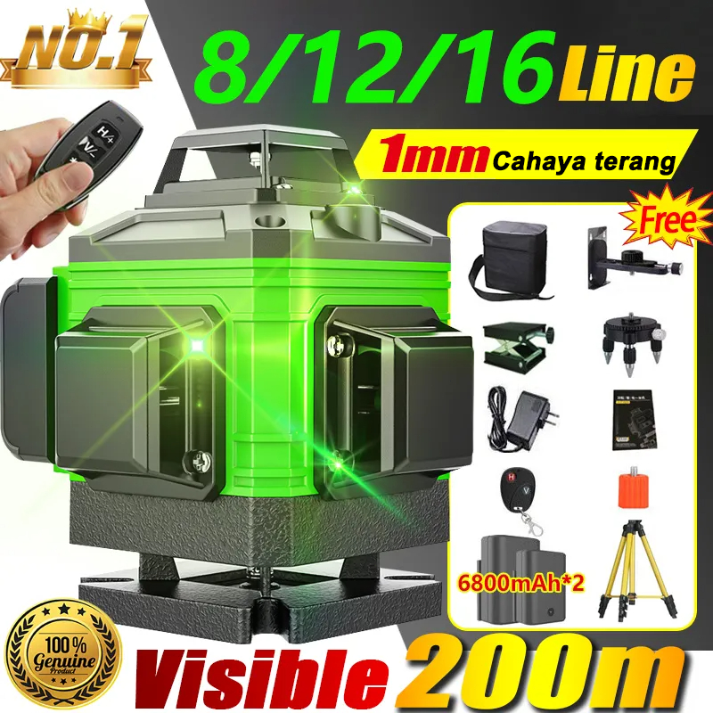 Jual waterpass Laser Level 4D 16Lines/12Lines 3 In 1 Laser Siku ...