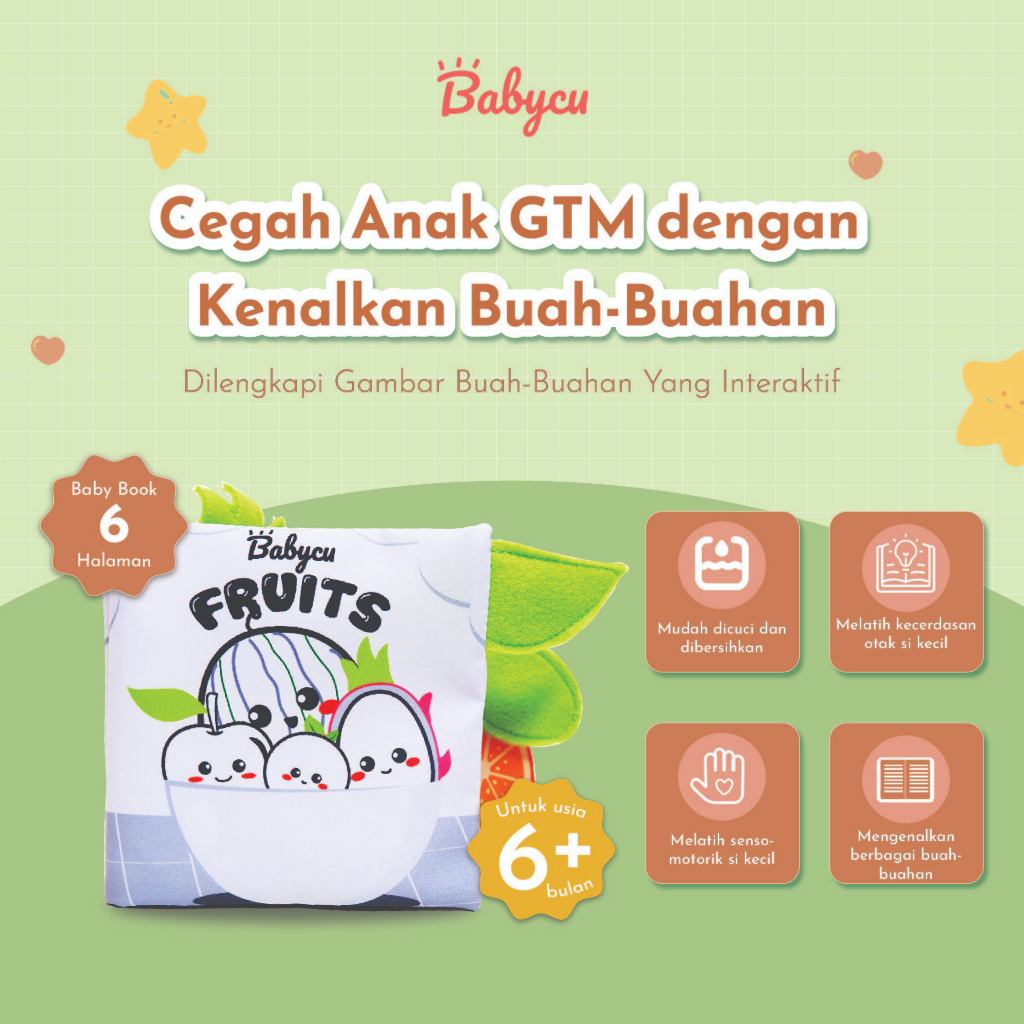 Jual Babycu - Buku Kain Mainan Edukasi Bayi | Soft Book Mengenal Buah ...