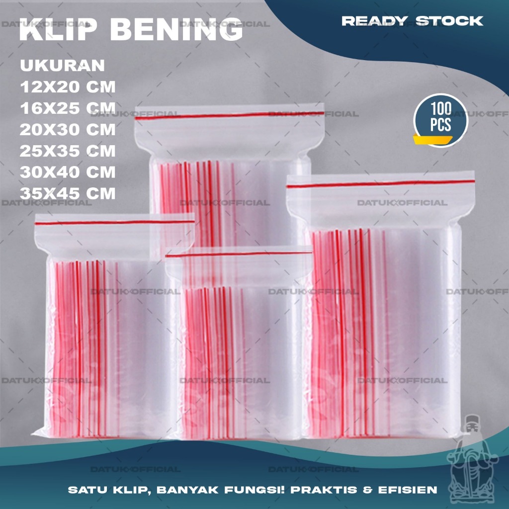 Jual Plastik Klip Ziplock Bening 1 Pack Isi 100 Pcs Ukuran 12X20 16X25 ...