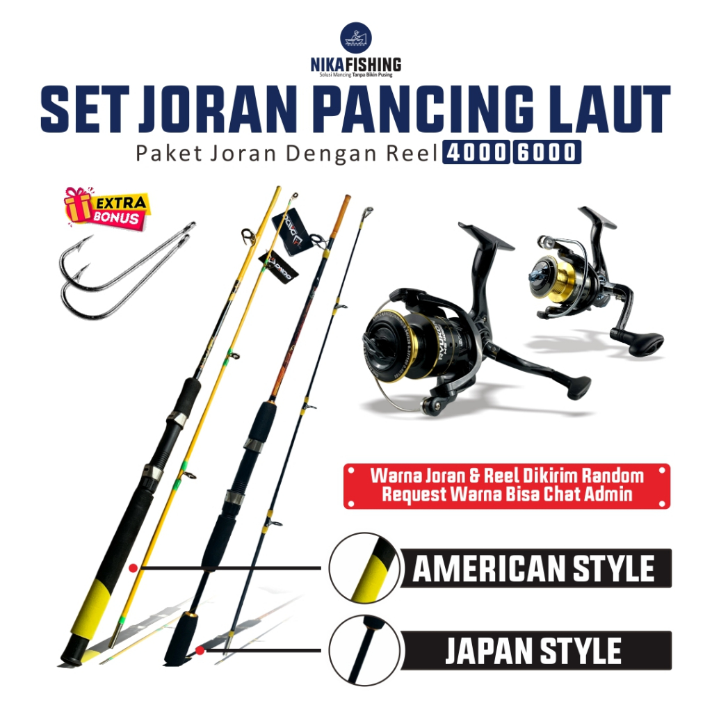 Jual Joran Pancing Laut 1 Set Daido Shikari Fiber Solid Japan Style Full Busa Reel Alumunium ...