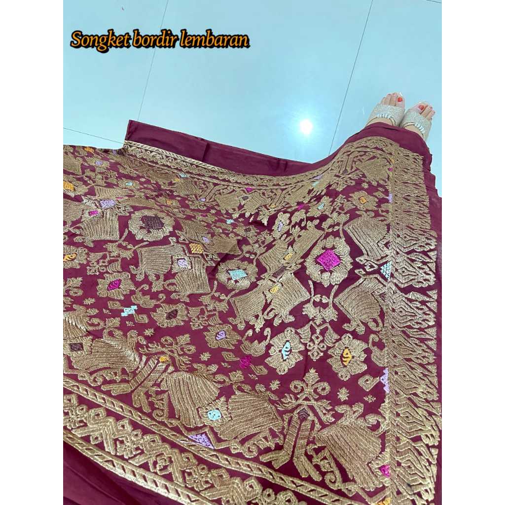 Jual kamen songket Bali / kamen lembaran songket / songket bordir motif ...