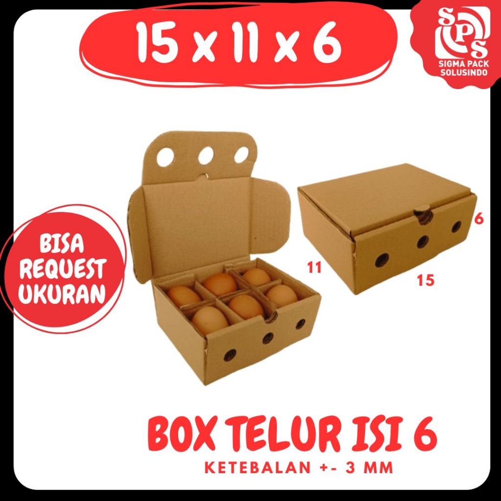 Jual Box telur isi 6 15x11x6 LD /Kardus Telur isi 6 Packing Kotak ...