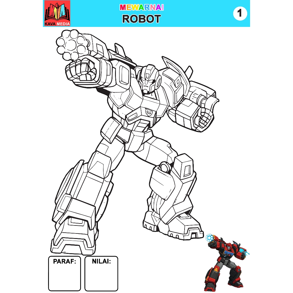 Jual 10 Gambar Mewarnai Anak Tk Tema Transformer / Robot Ukuran A4 ...