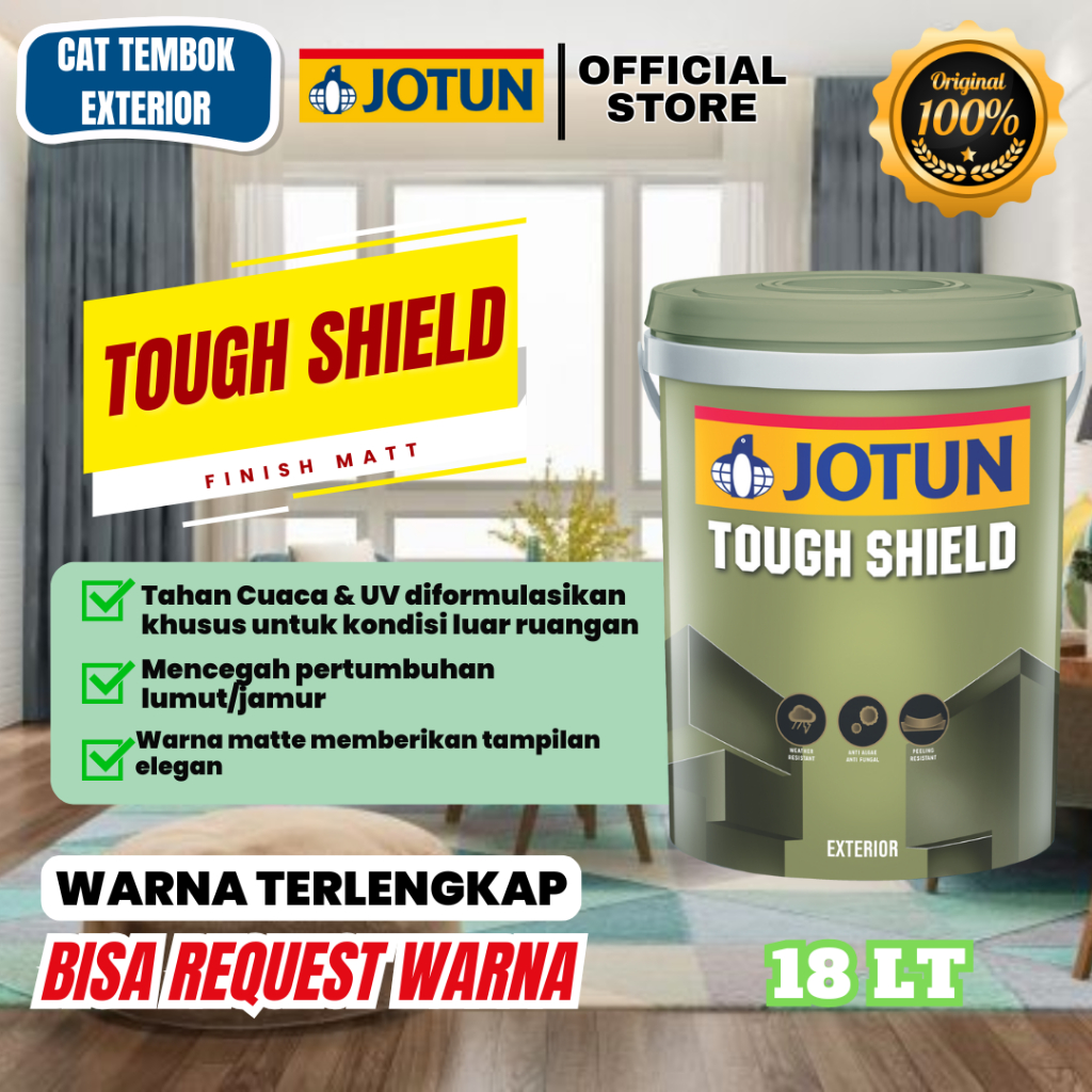 Jual CAT TEMBOK EKSTERIOR/JOTUN TOUGH SHIELD KEMASAN 18L / JOTUN TOUGH SHIELD | Shopee Indonesia