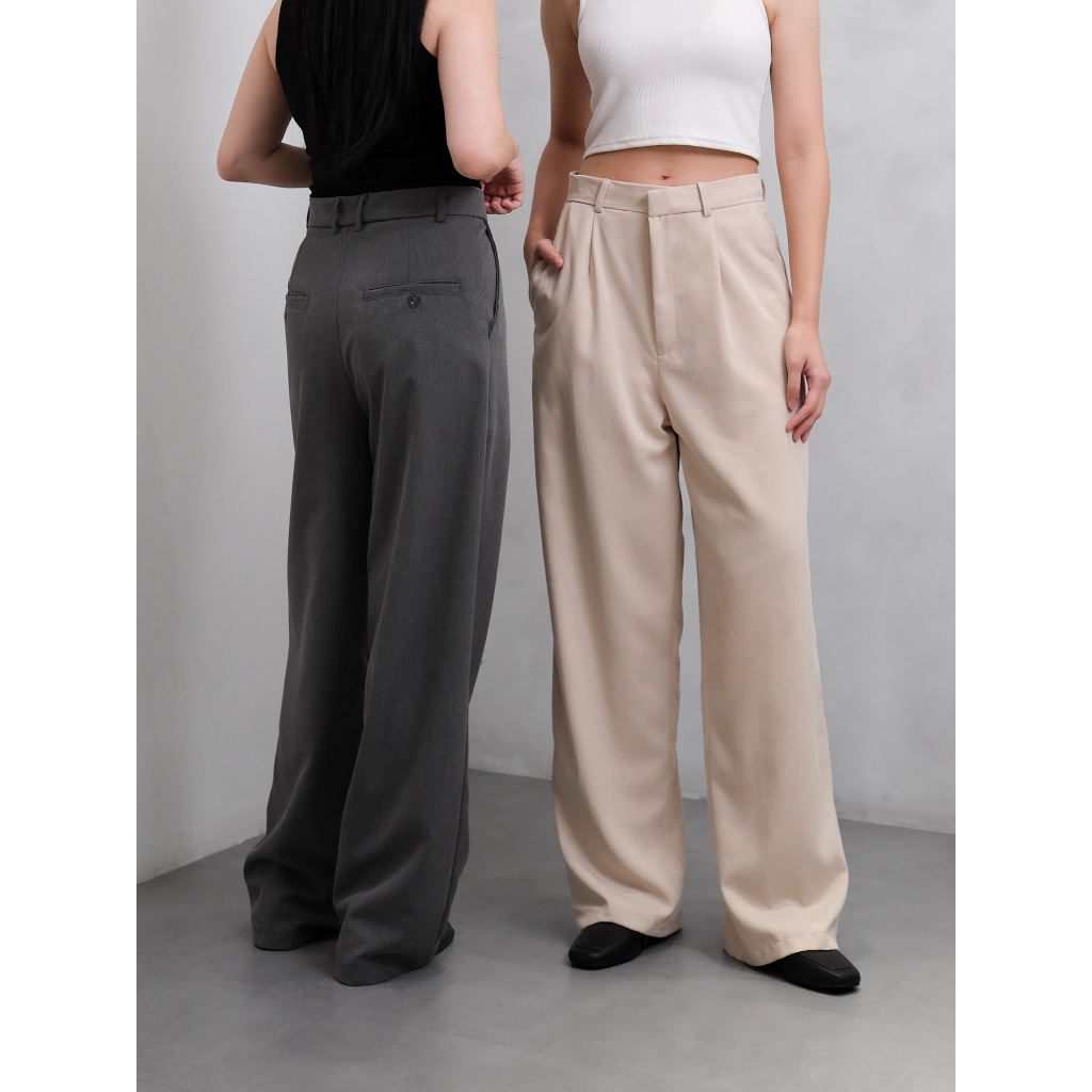 Jual HULM - Major Wide Straight Pants | High Waist Pants Wanita ...