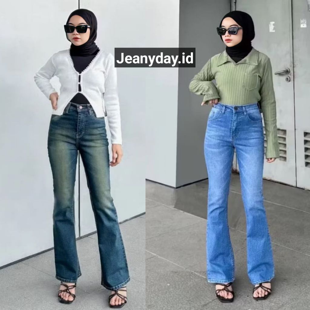 Jual Highwaist Celana Cutbray Retro Jeans Denim Wanita Panjang Jumbo ...