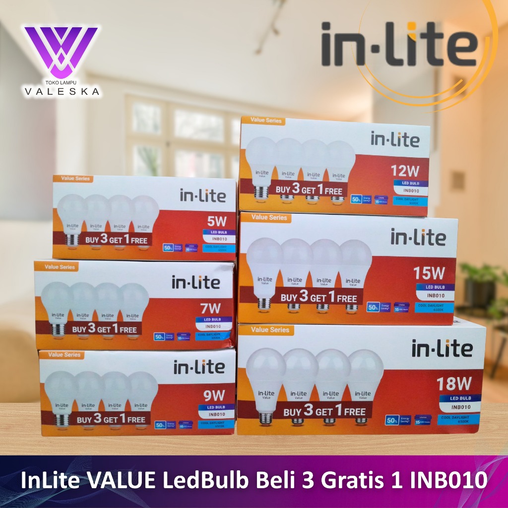 Jual InLite Lampu LED Bohlam INB010 5W-18W – Putih / Kuning – Beli 3 Gratis 1 – Terang & Hemat ...