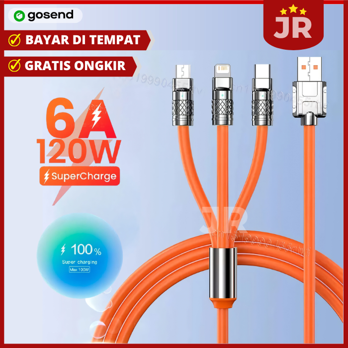 Jual Kabel Data Charger 3 in 1 Fast Charging | Kabel Cas Casan 3in1 120 Watt | 120W -6A Type ...