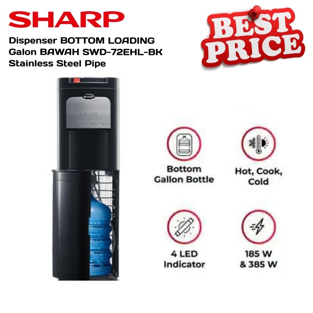 Jual SHARP Dispenser Standing BOTTOM LOADING/GALON BAWAH SWD-72EHL-BK ...