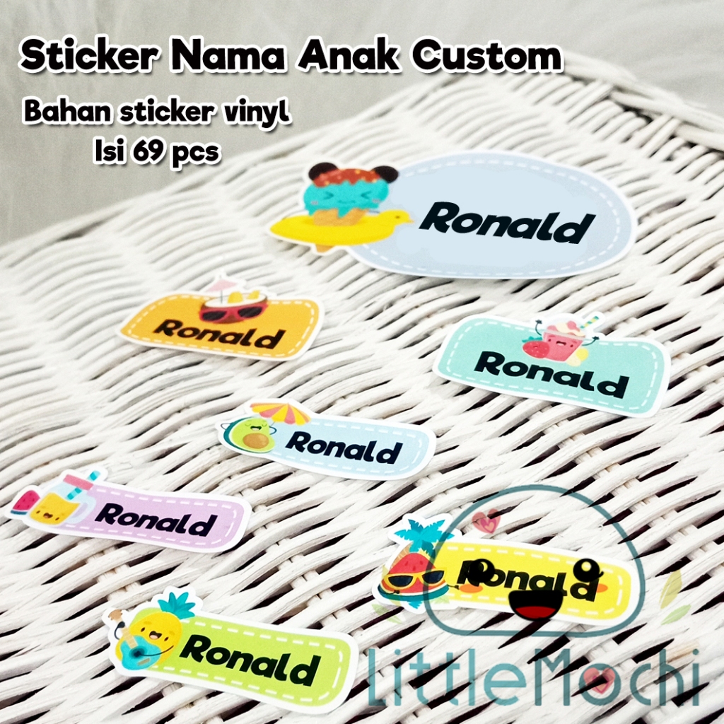 Jual Isi 69 pcs Sticker Label Nama Anak Custom / Stiker nama / stiker ...