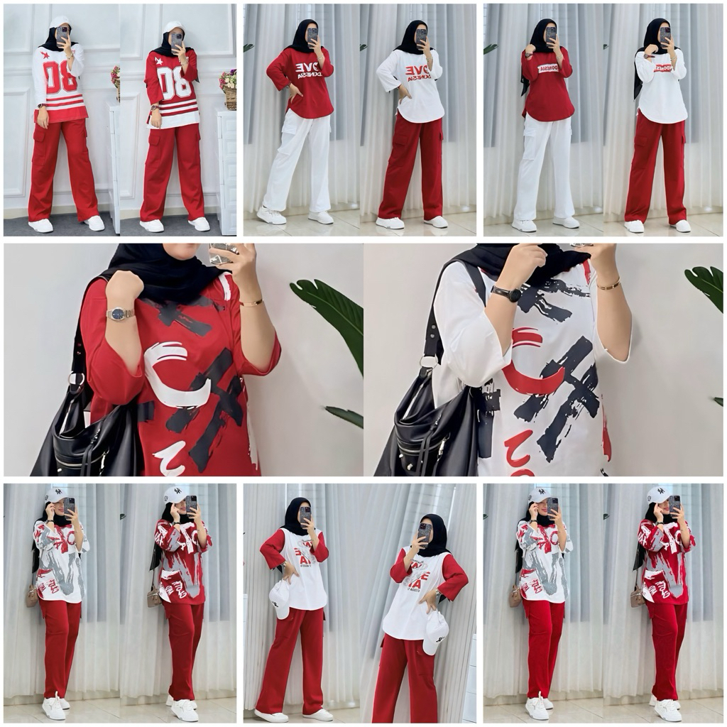 Jual Baju One Set Cargo Merah Putih Untuk Agustusan, Joging, Santay ...